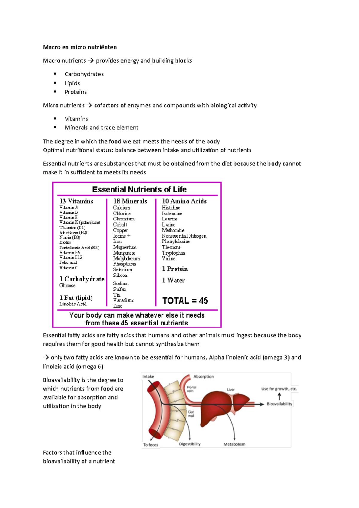 Samenvatting Powerpoints - Macro en micro nutriënten Macro nutrients provides energy and ...