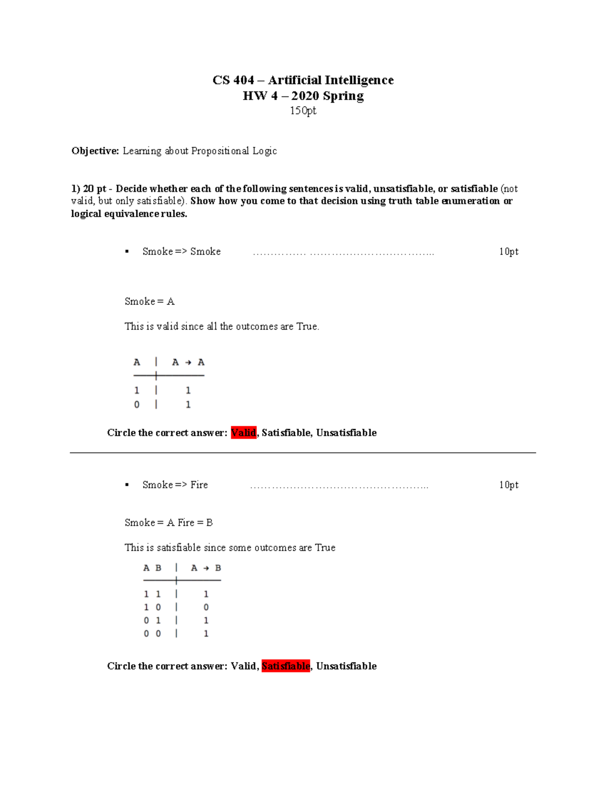 Hw4 - Homework for cs404 - CS 404 – Artificial Intelligence HW 4 – 2020 ...