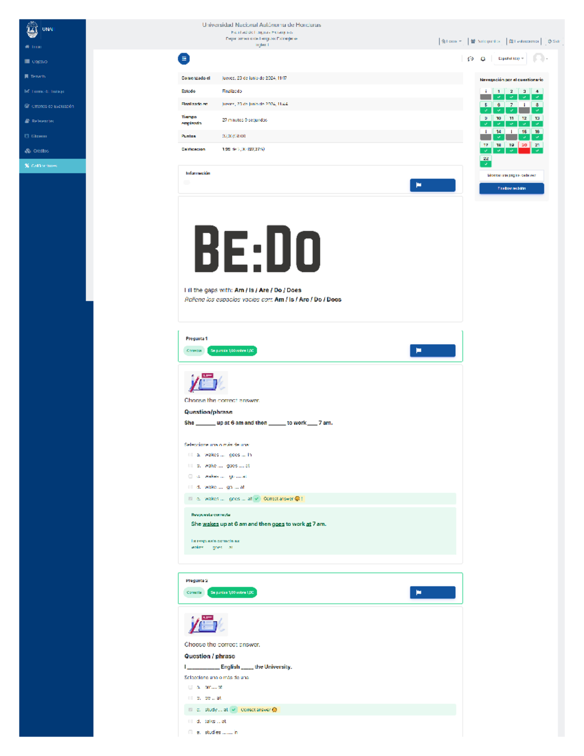 INGLES I-VIRTUAL Actividad 17- Quiz lesson 4 - 2% - Universidad Nacional Autónoma de Honduras ...