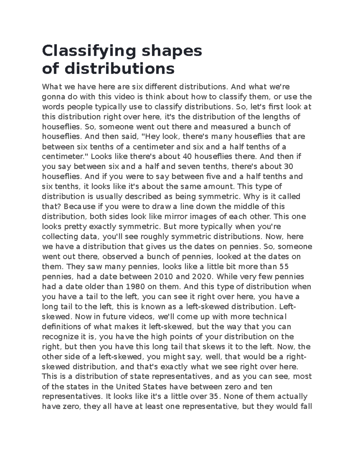 Classifying shapes of distributions - Classifying shapes of ...