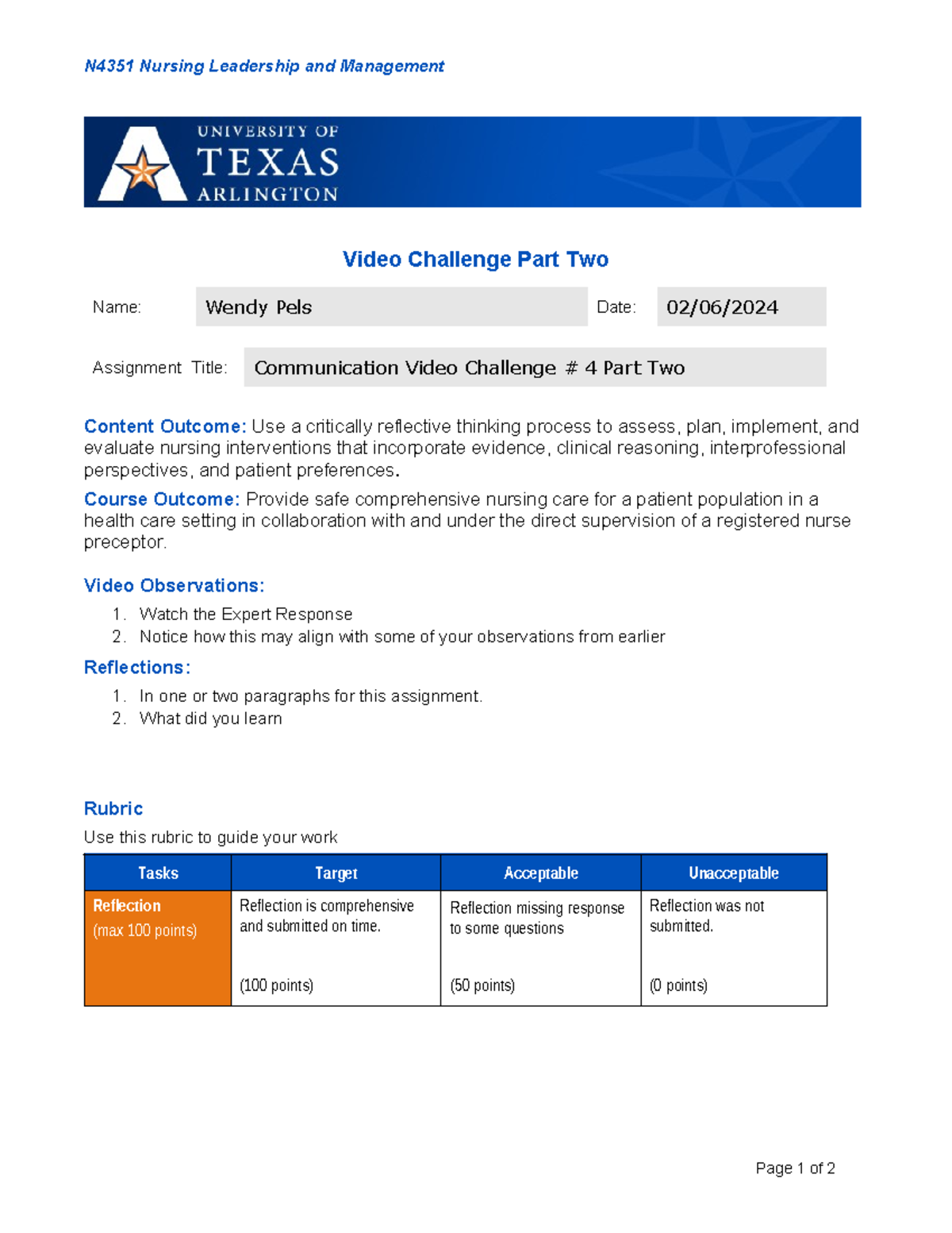 Communication Video Challenge # 4 Part Two - N4351 Nursing Leadership and Management Video ...