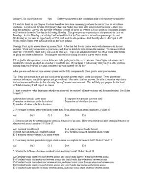 Fri Feb 9 in class - Questions for BIOL 111 - Happy Friday Feb 9 In ...