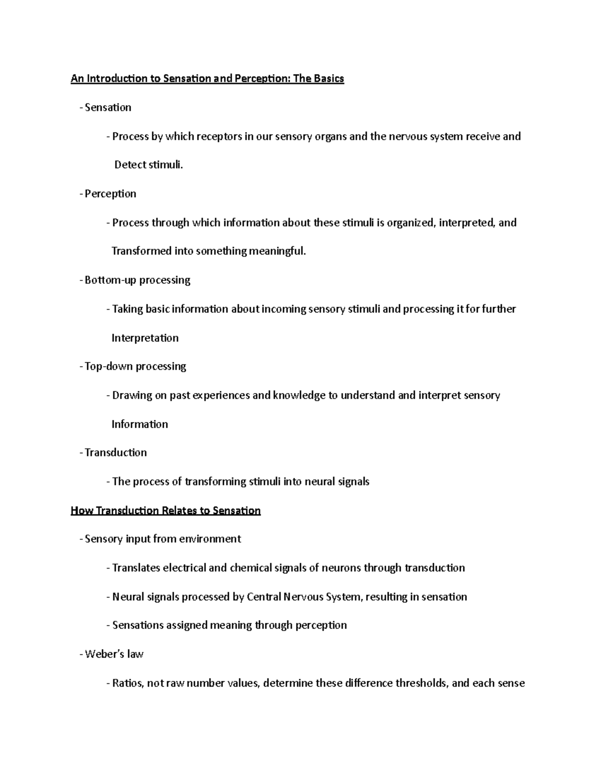 Intro to Psych - Chpt 3 - Lecture Notes - An Introduction to Sensation ... Intro to Psych - Chpt 3 - Lecture Notes - An Introduction to Sensation ...