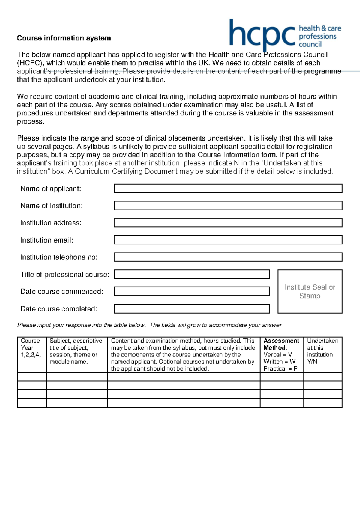 Course Information Sheet 6 - Course information system The below named ...