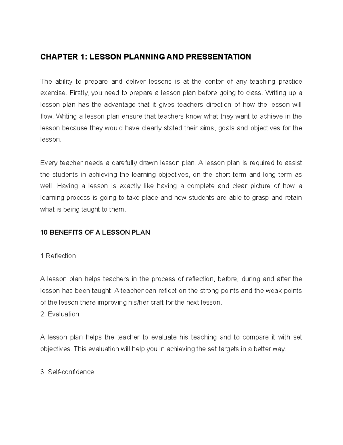 Lesson Presenting - ASSIGNMENT - CHAPTER 1: LESSON PLANNING AND ...