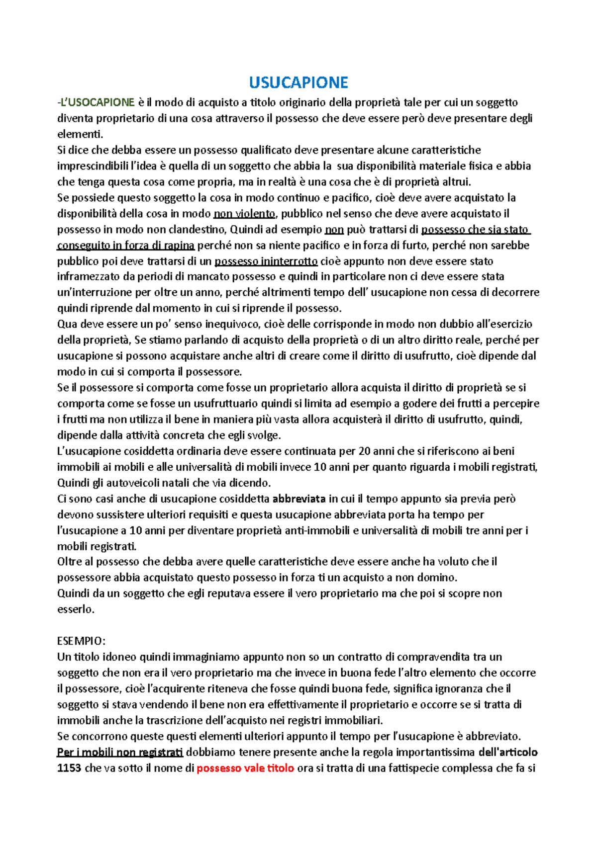 Usucapione-diritto privato appunti - USUCAPIONE L’USOCAPIONE è il modo ...