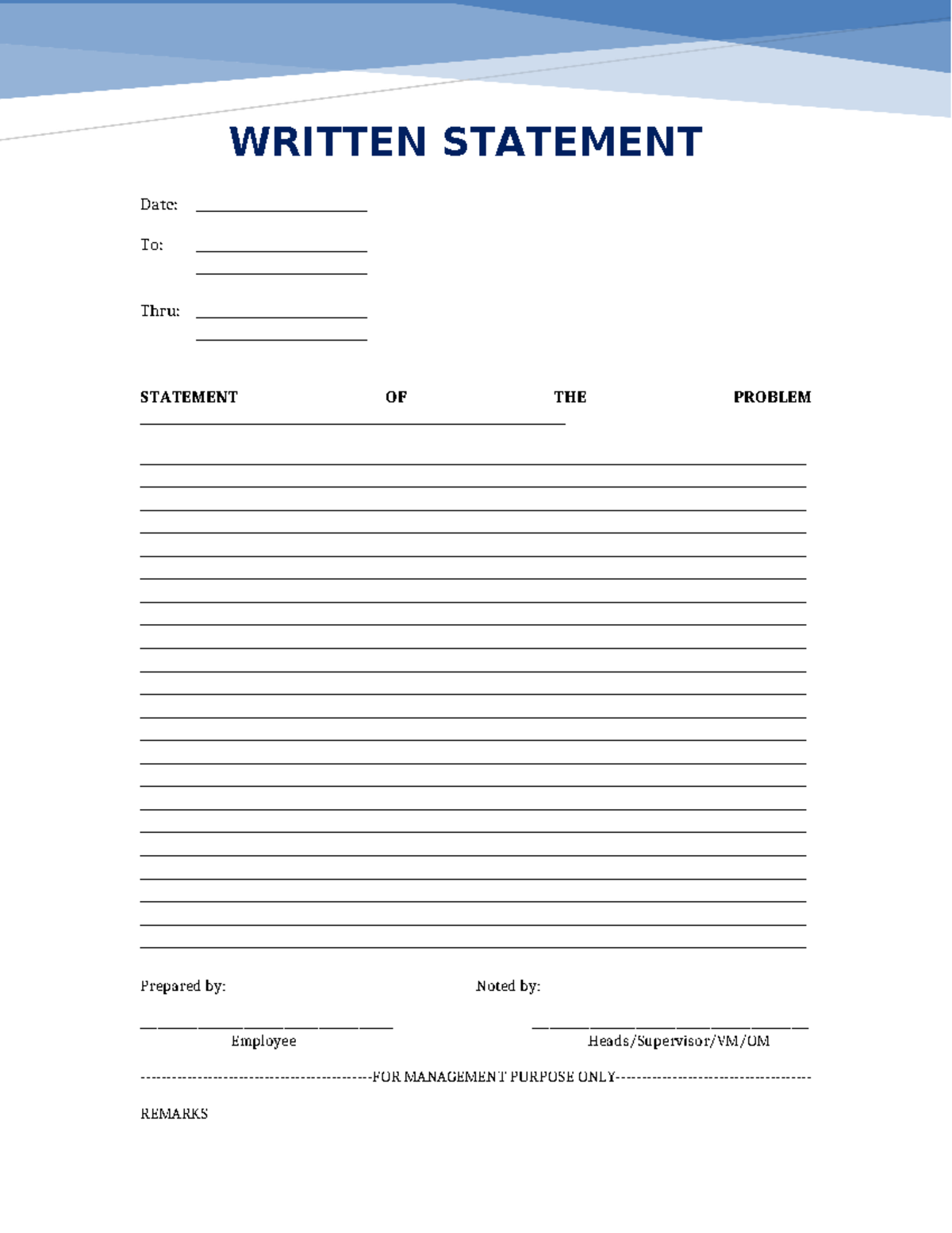 Written Explanation (3) - Date: ___________________________ To