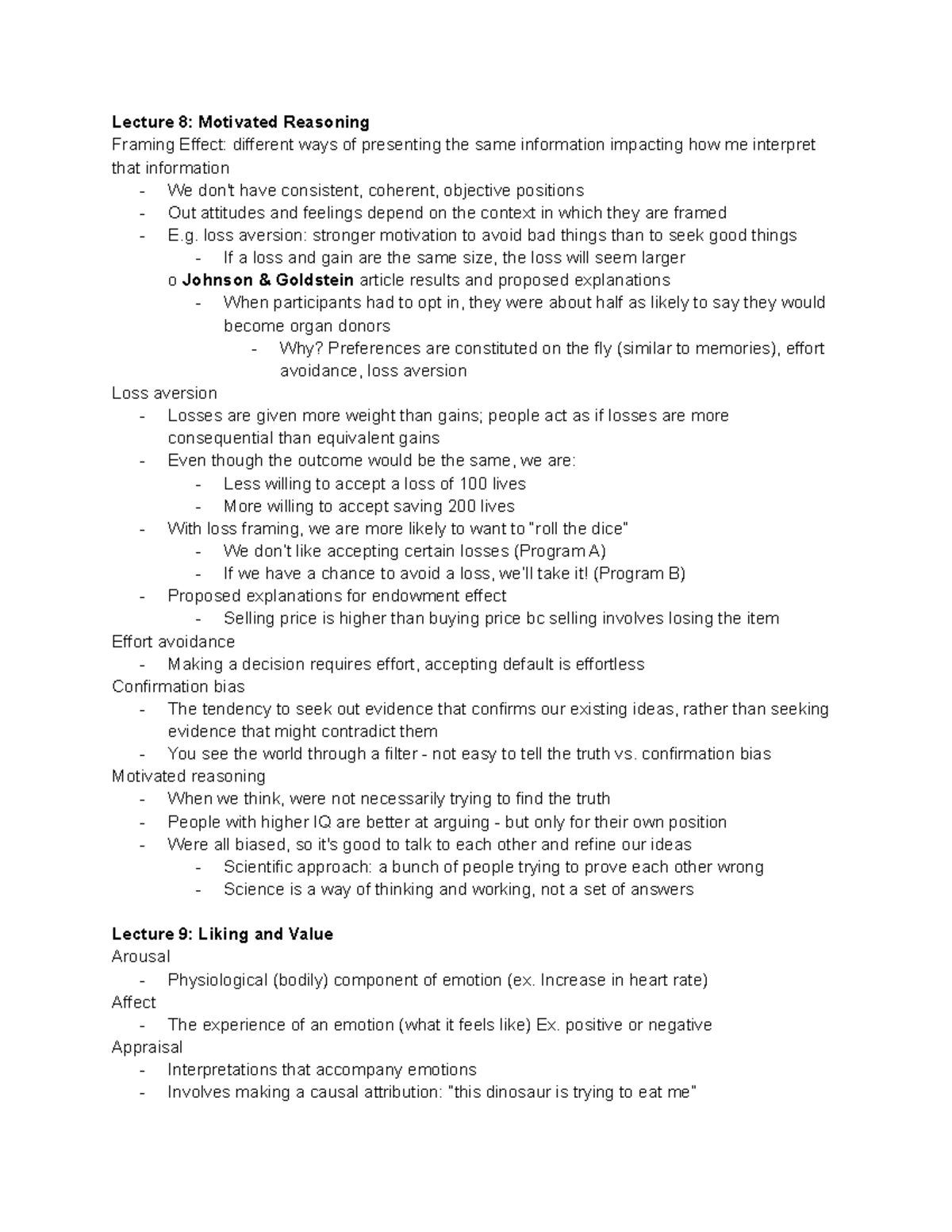 Psych 102 Midterm 2 Study Guide - Lecture 8: Motivated Reasoning ...