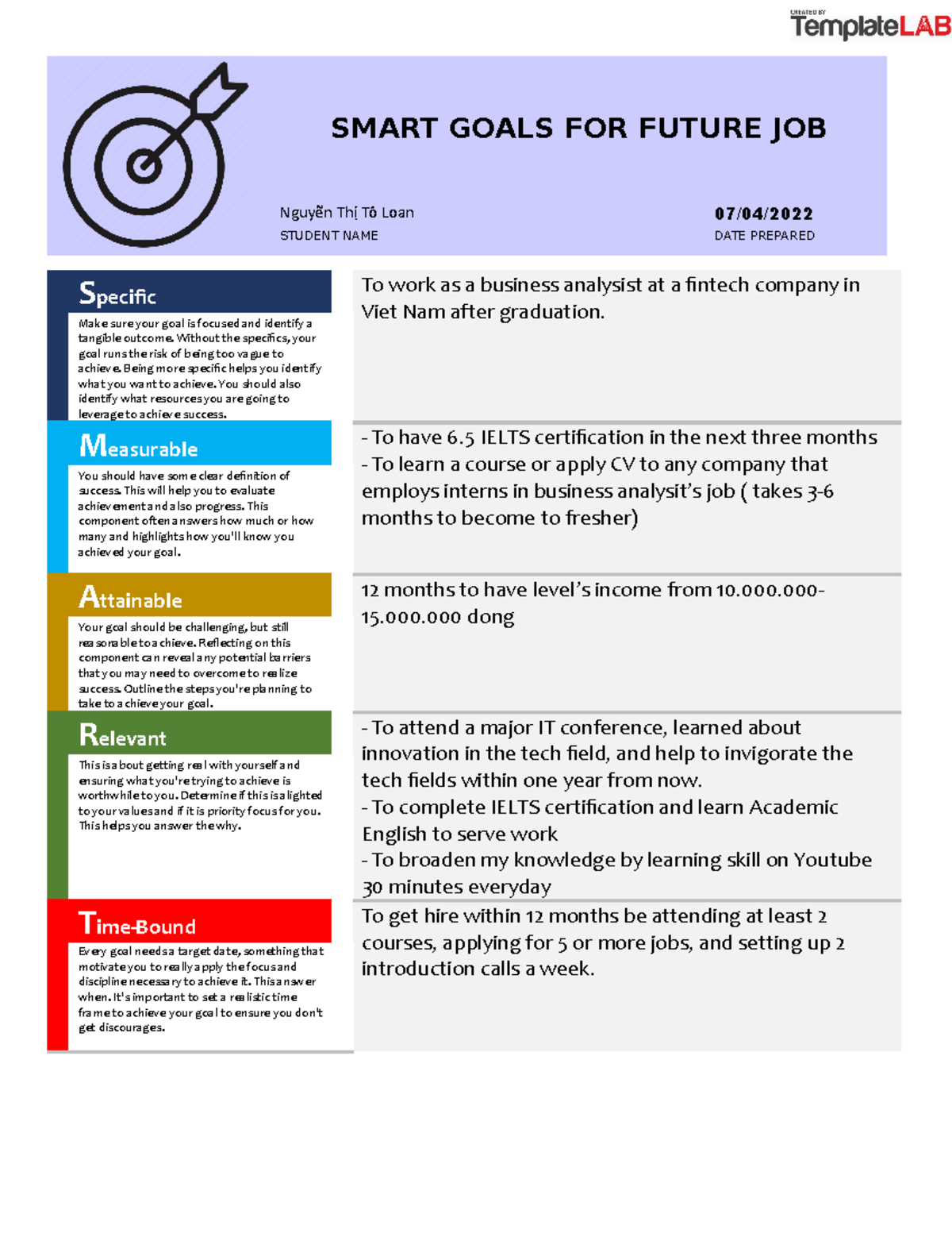 3 Smart Goals FOR Future JOBS - SMART GOALS FOR FUTURE JOB Nguyễễn Th ...