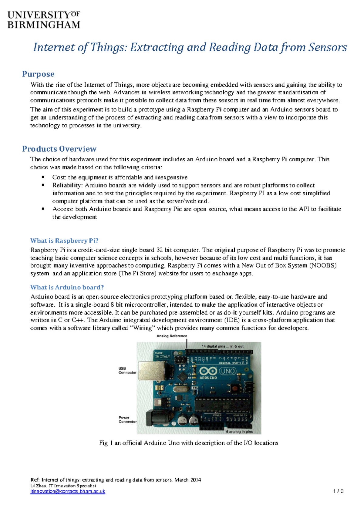 Internet Of Things Extracting And Reading Data From Sensors Bhamac 1 3 Purpose With The