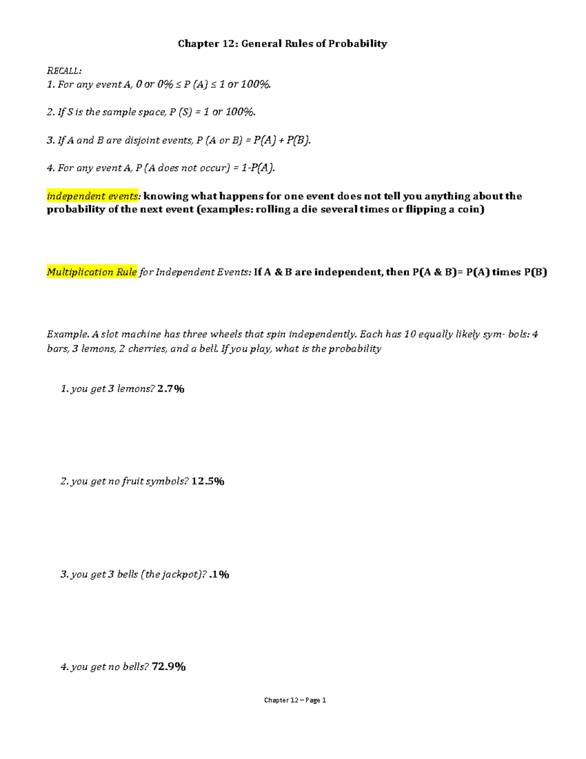 Ch12 General Rules of Probability - Chapter 12: General Rules of ...