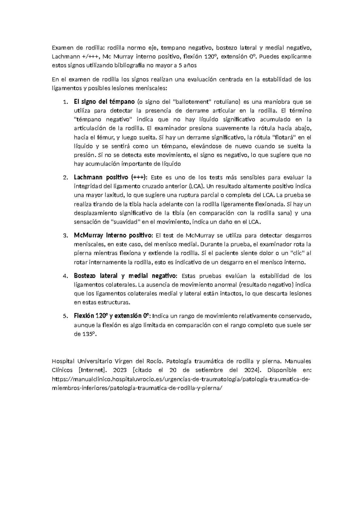 Examen de rodilla - SIGNOS CLÍNICOS - Examen de rodilla: rodilla normo ...