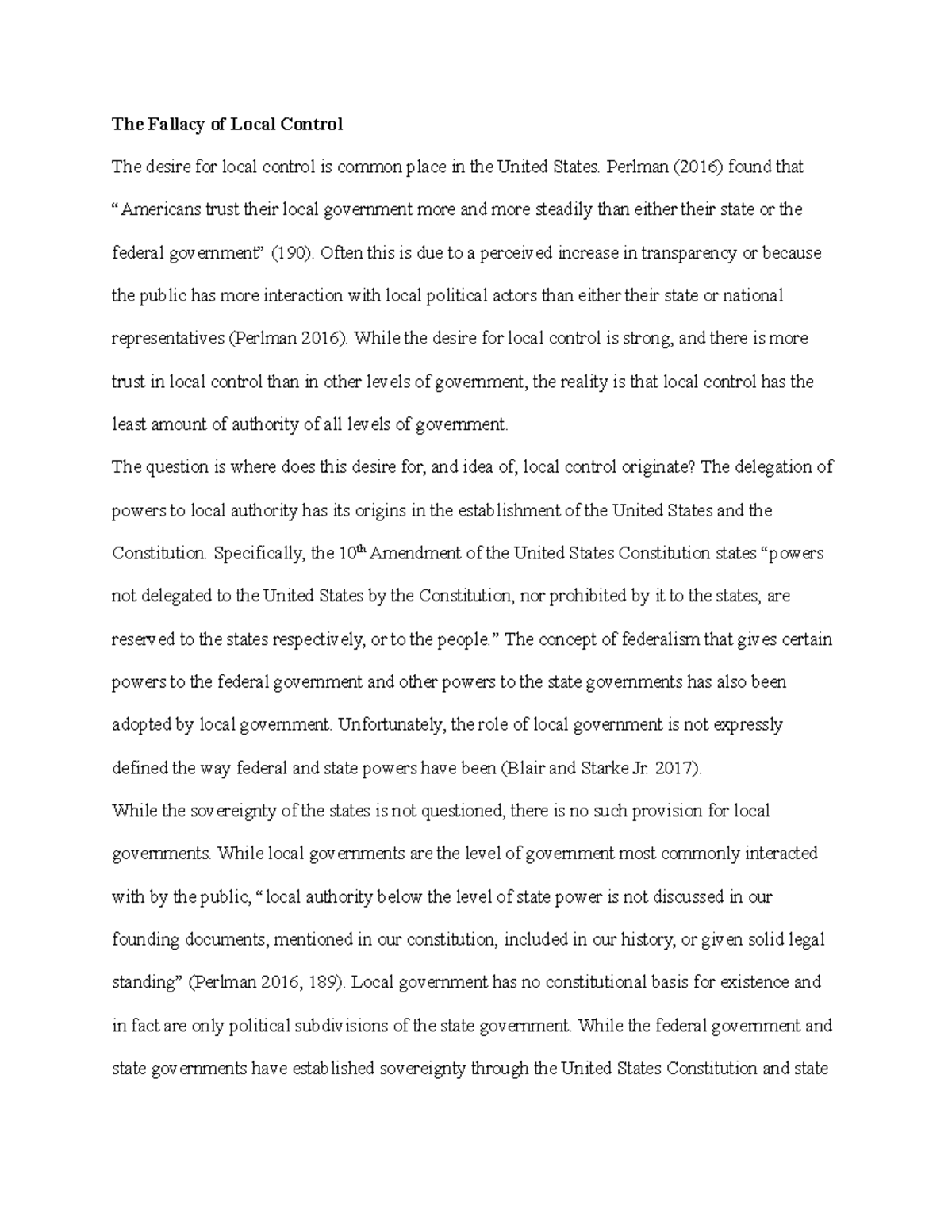 PSAA 611 The Fallacy of Local Control - The Fallacy of Local Control ...