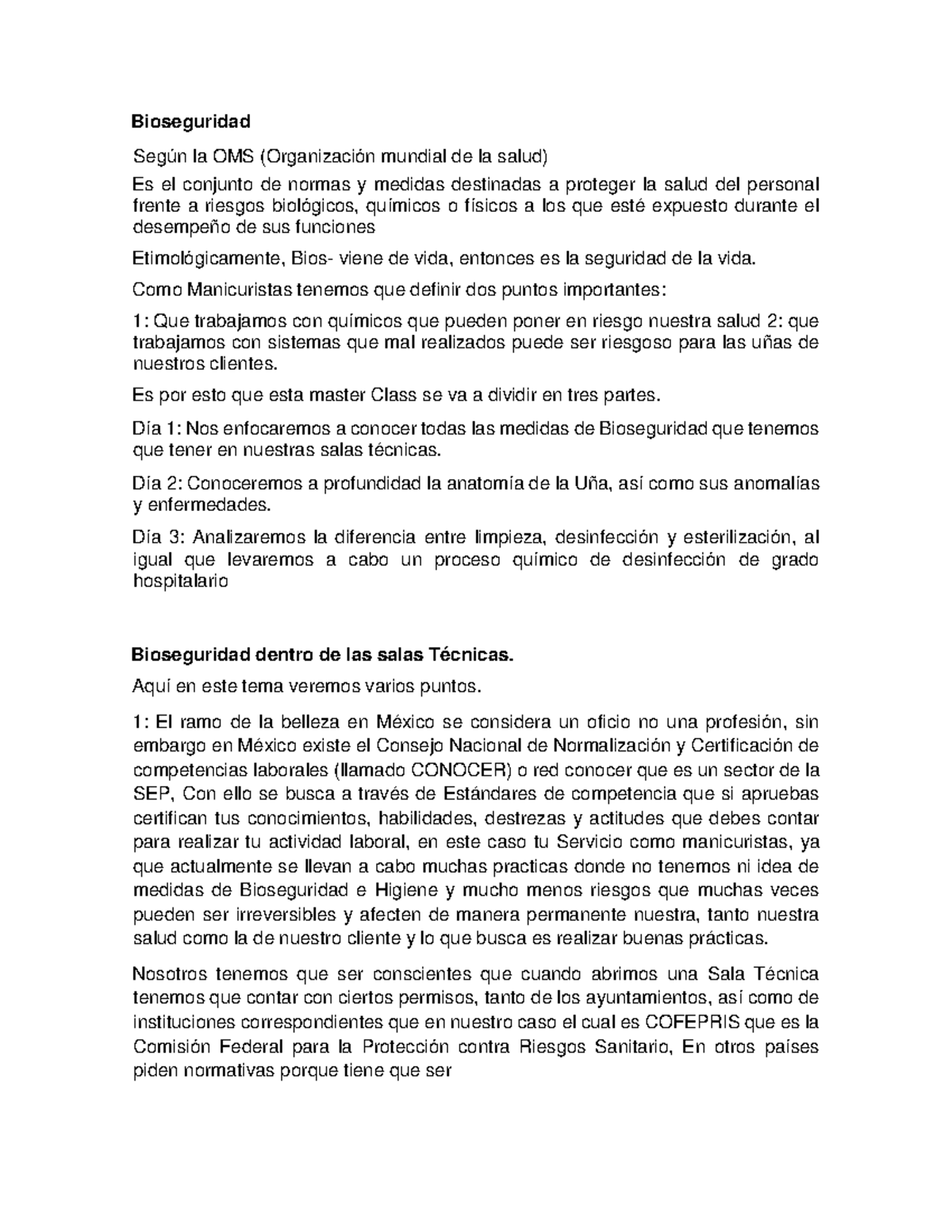 Bioseguridad Curso - Bioseguridad Según la OMS (Organización mundial de ...