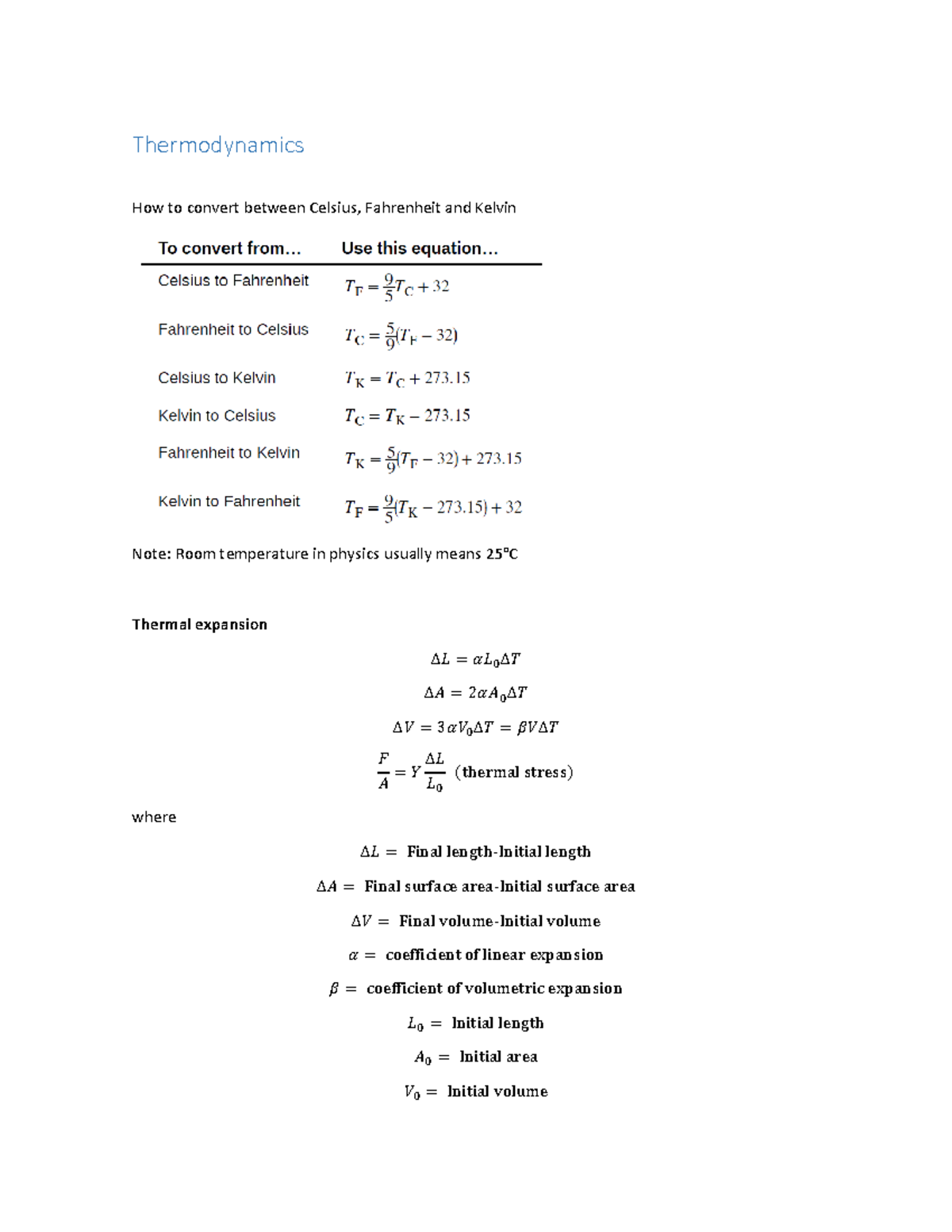 Thermodynamics glossary-formulae - Warning: TT: undefined function: 32 Thermodynamics How to ...