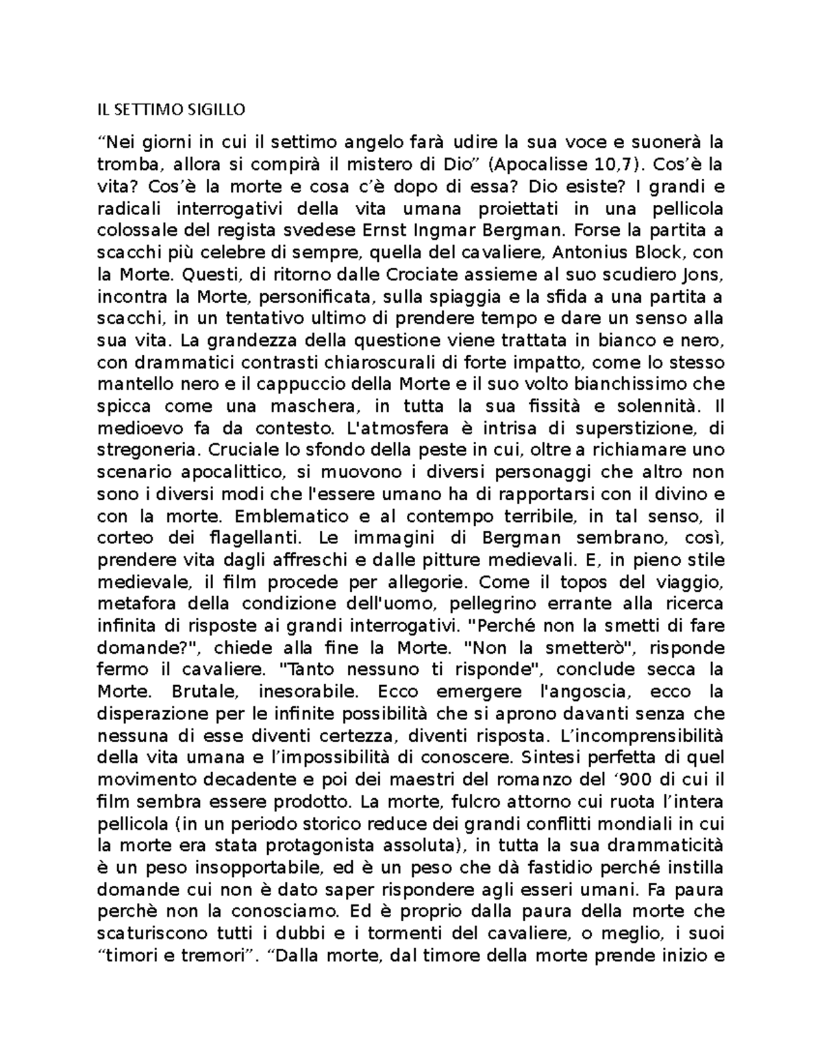 Il settimo sigillo - IL SETTIMO SIGILLO “Nei giorni in cui il settimo ...