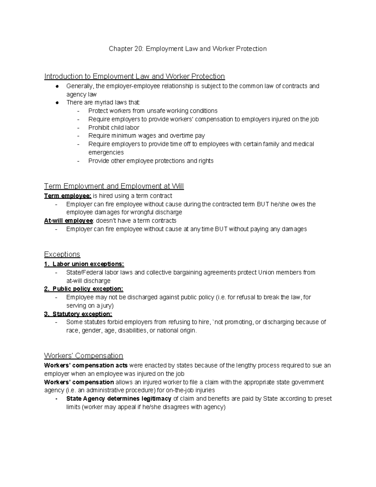 Chapter 20 Employment Law and Worker Protection-2 - Chapter 20 ...