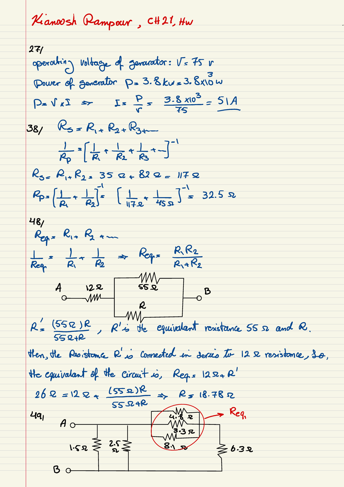 Physics, CH21 Homework - Kianoosh Rampour, CH21, Hw - 27/ operating ...