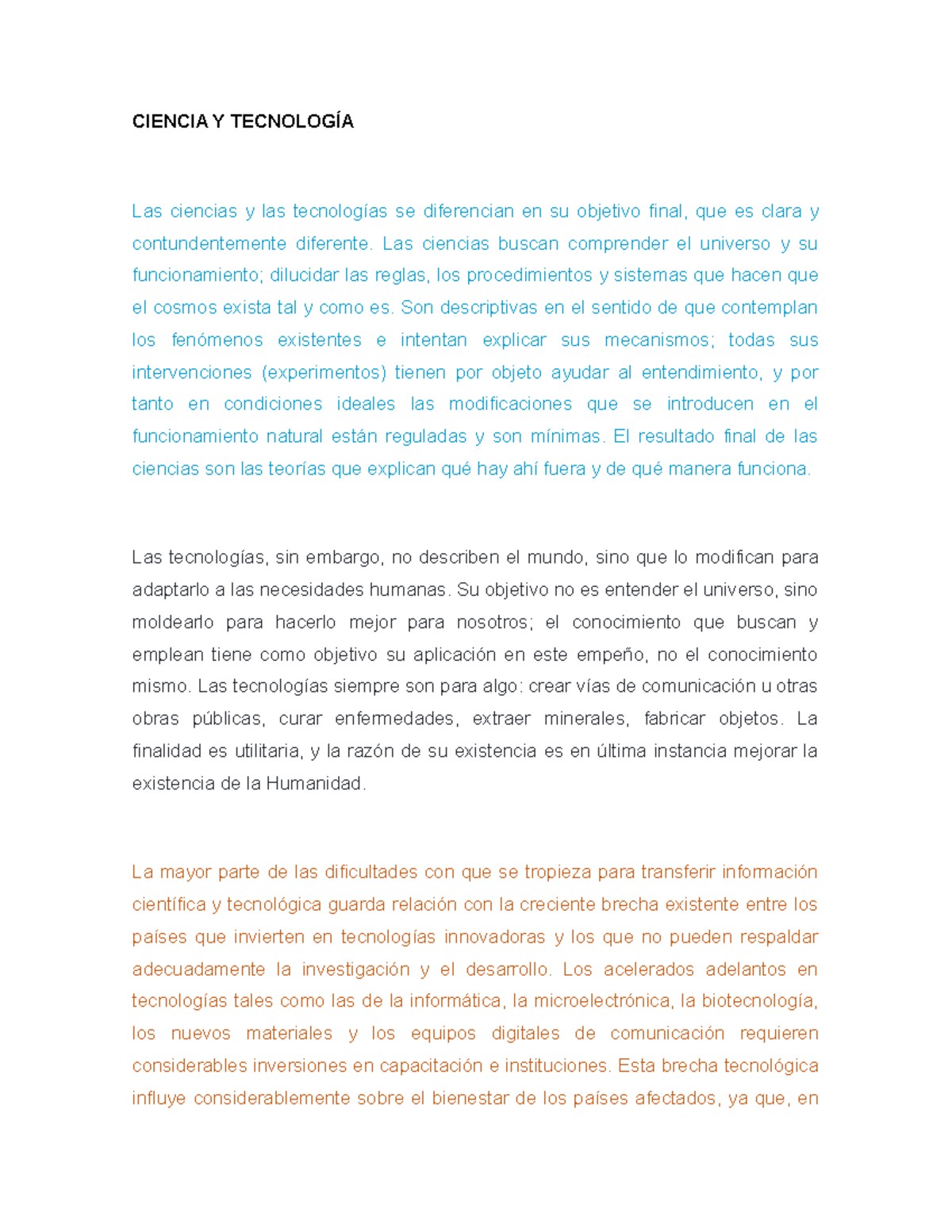 Ciencia Y Tecnología - Apuntes 123 - CIENCIA Y TECNOLOGÍA Las ciencias ...