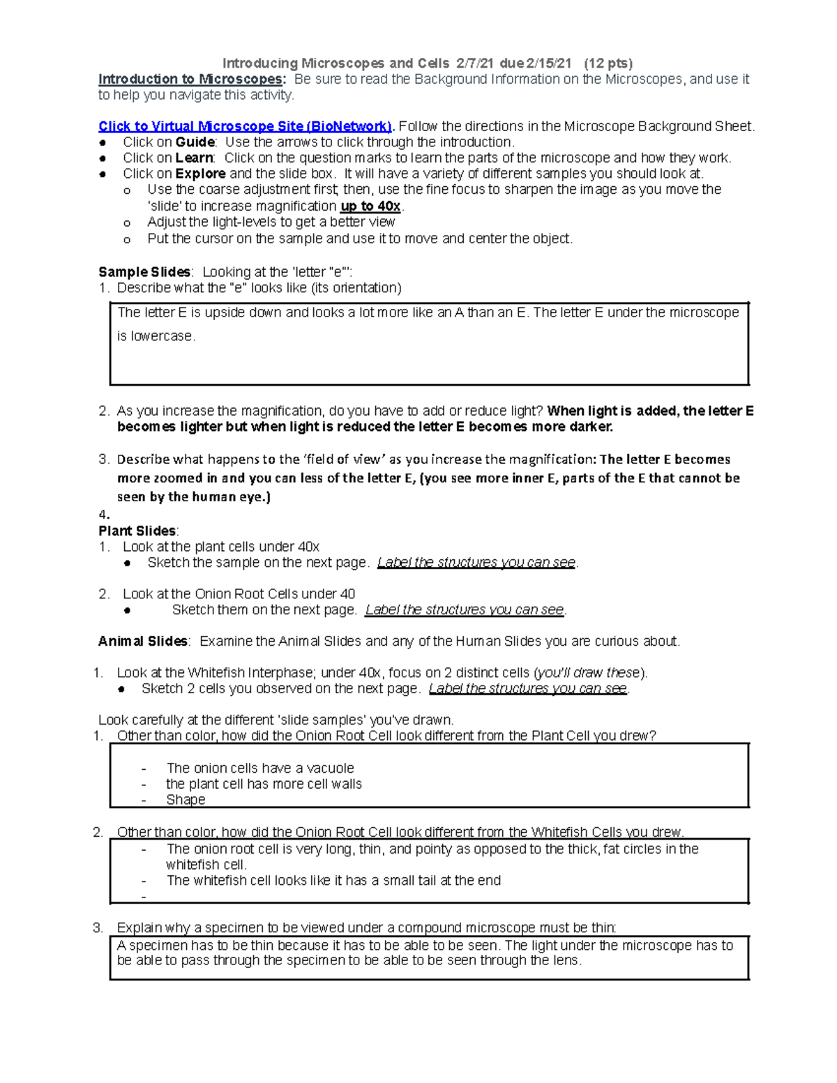 Bio 10 Microscope Activity Online 2-21 Spr 2021 - Introducing ...