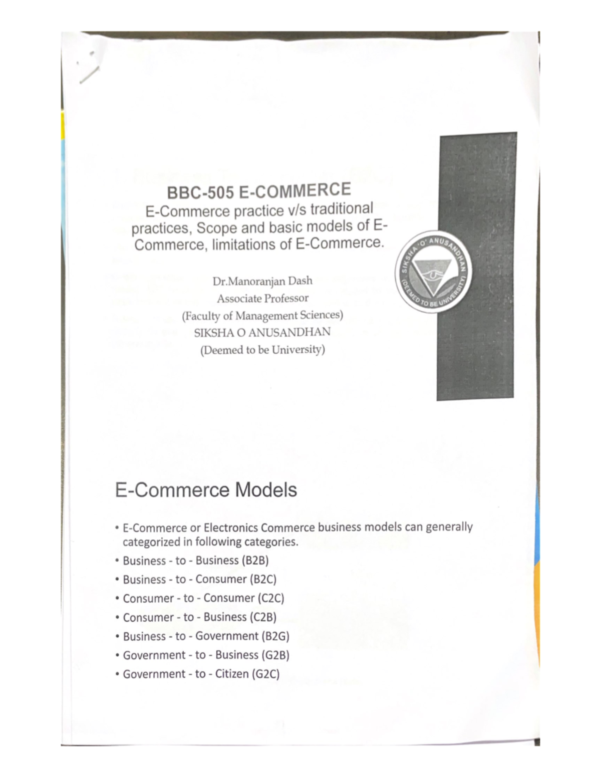 BBC-505 E- Commerce - Computer Networking - Studocu