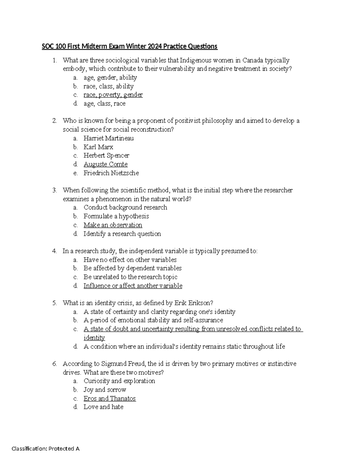 SOC 100 First Midterm Exam Winter 2024 Practice Questions - What are ...