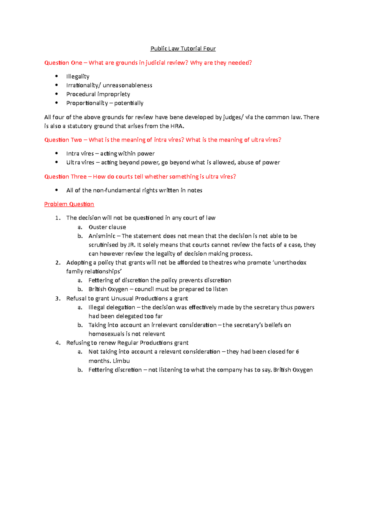 Tutorial 4: Judicial Review Application - Public Law Tutorial Four ...