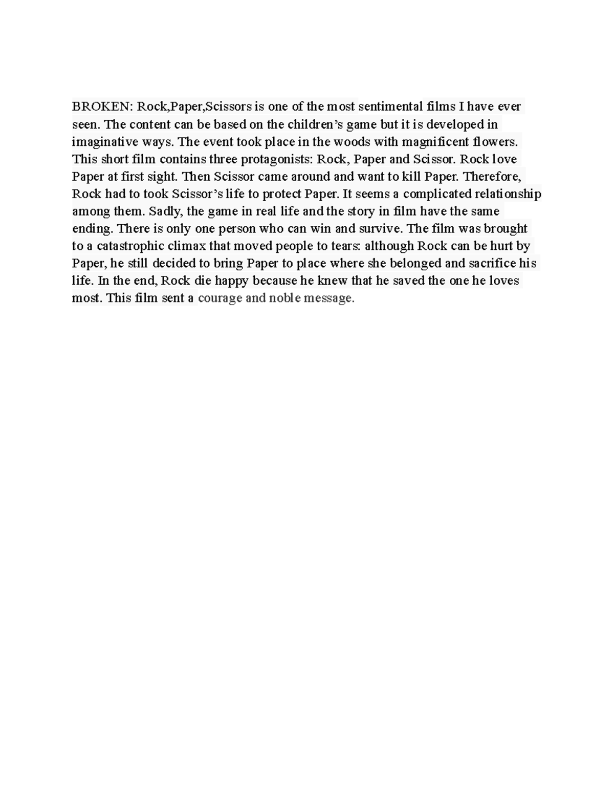 Story - BROKEN: Rock,Paper,Scissors is one of the most sentimental ...