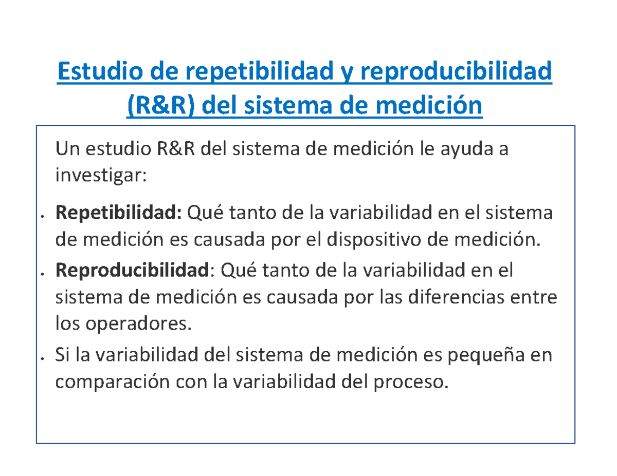 Clase 5 -Qué es un estudio de repetibilidad y reproducibilidad ...
