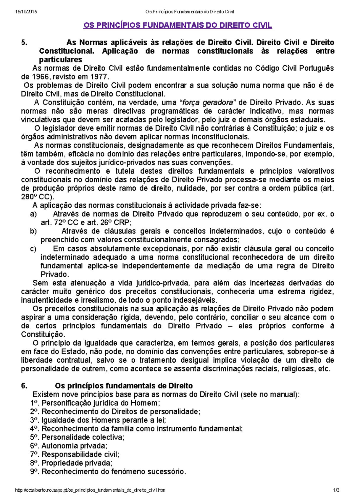 Os Princípios Fundamentais do Direito Civil - 15/10/2015 Os Princípios ...