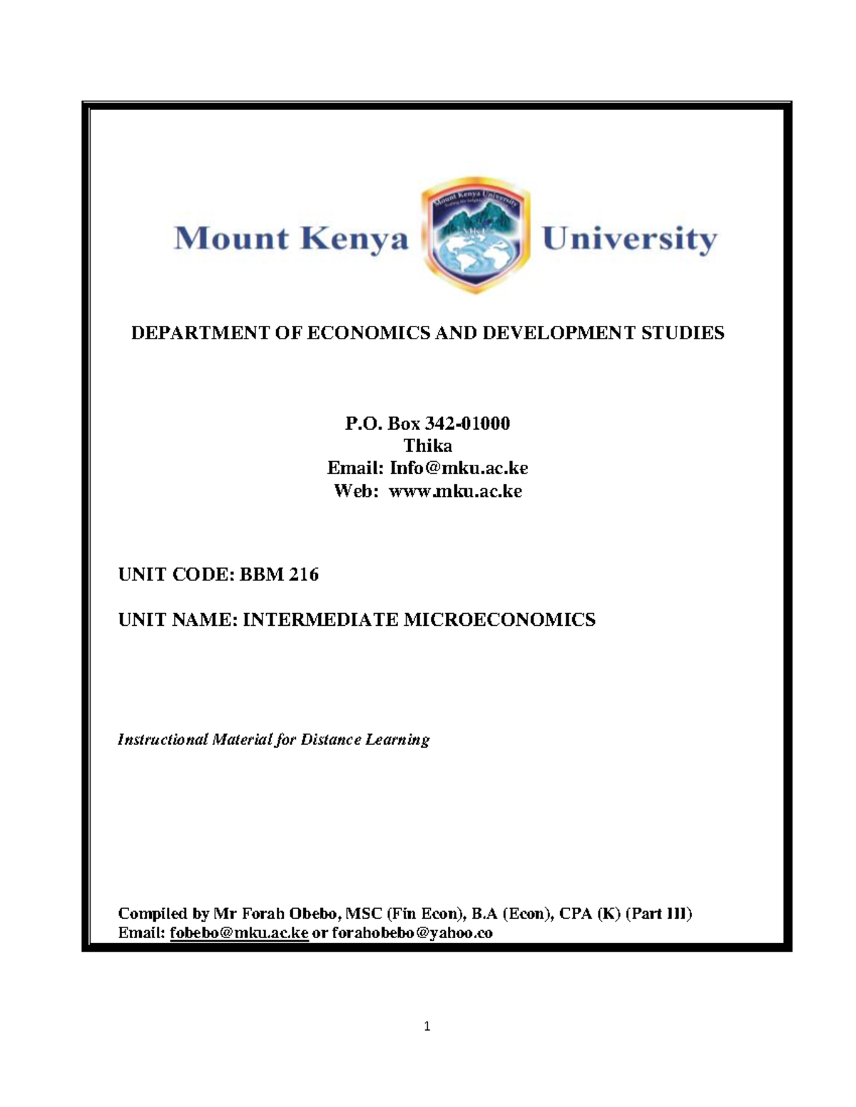 BBM+216+ Intermediate+ Microeconomics+2 - DEPARTMENT OF ECONOMICS AND ...