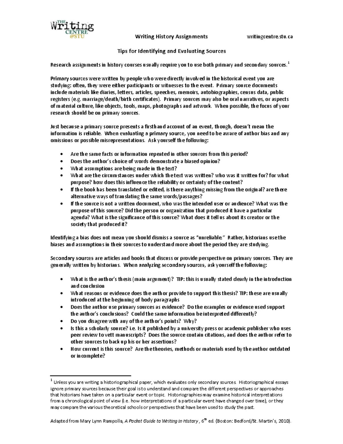 Writing-History-Assignments - Writing History Assignments writingcentre ...