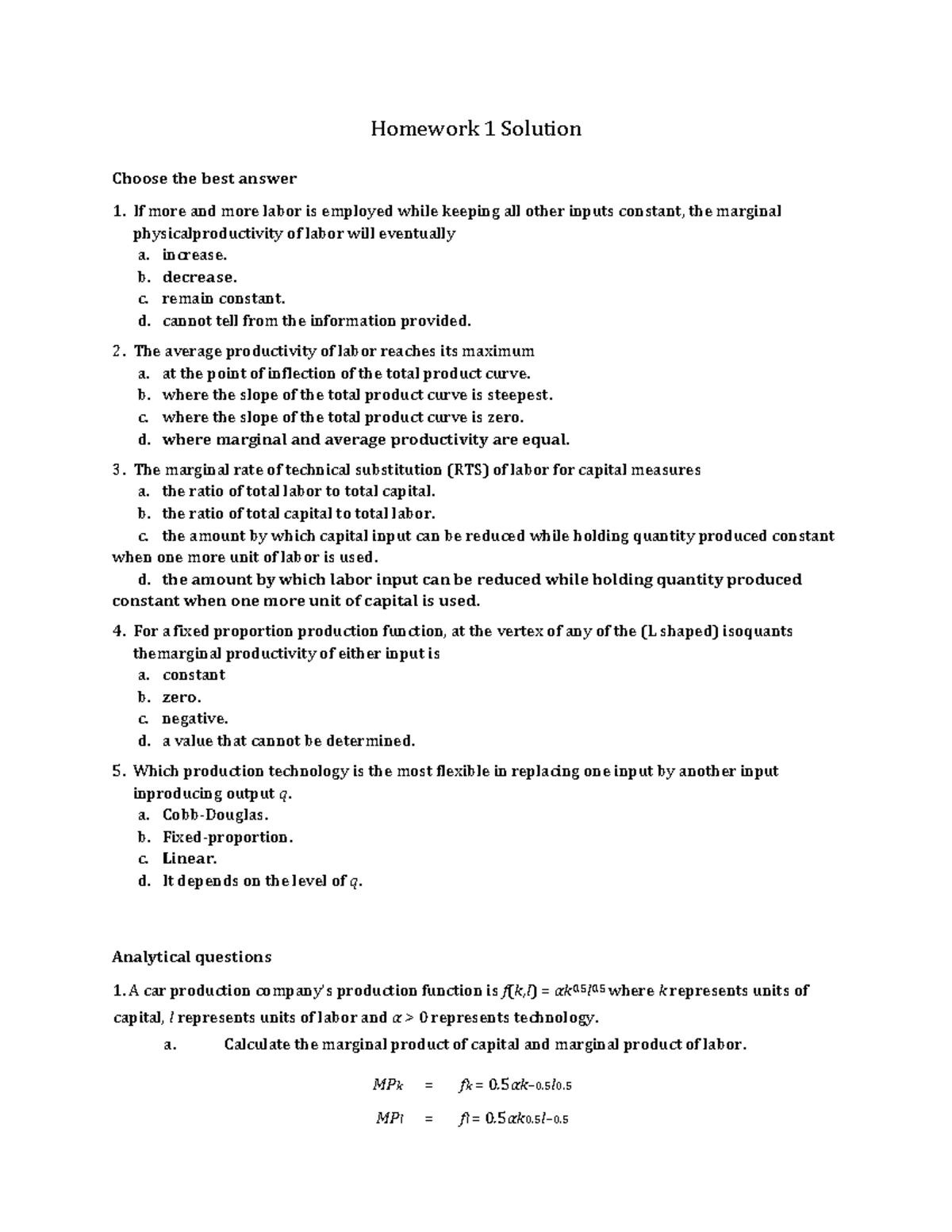 Homework 1 Solution - Warning: TT: undefined function: 32 Homework 1 Solution Choose the best ...