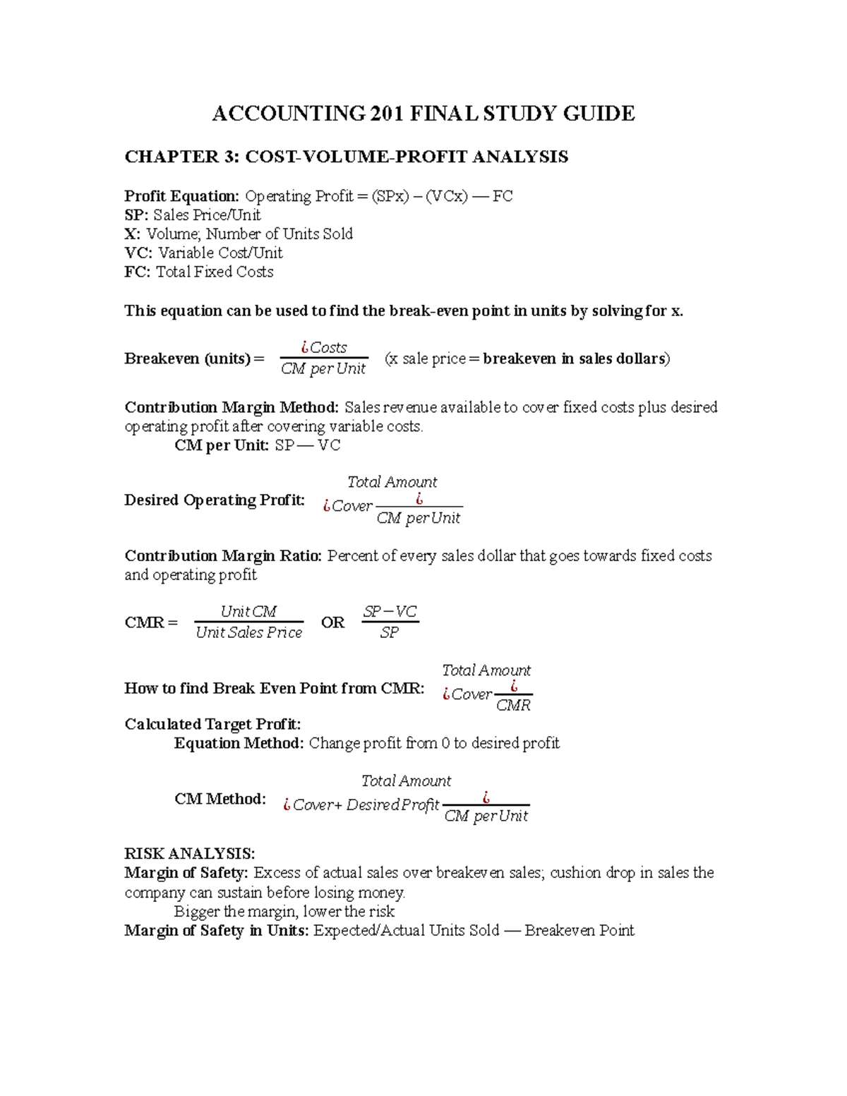 ACCT 201 Final Study Guide BY Chapter - ACCOUNTING 201 FINAL STUDY ...