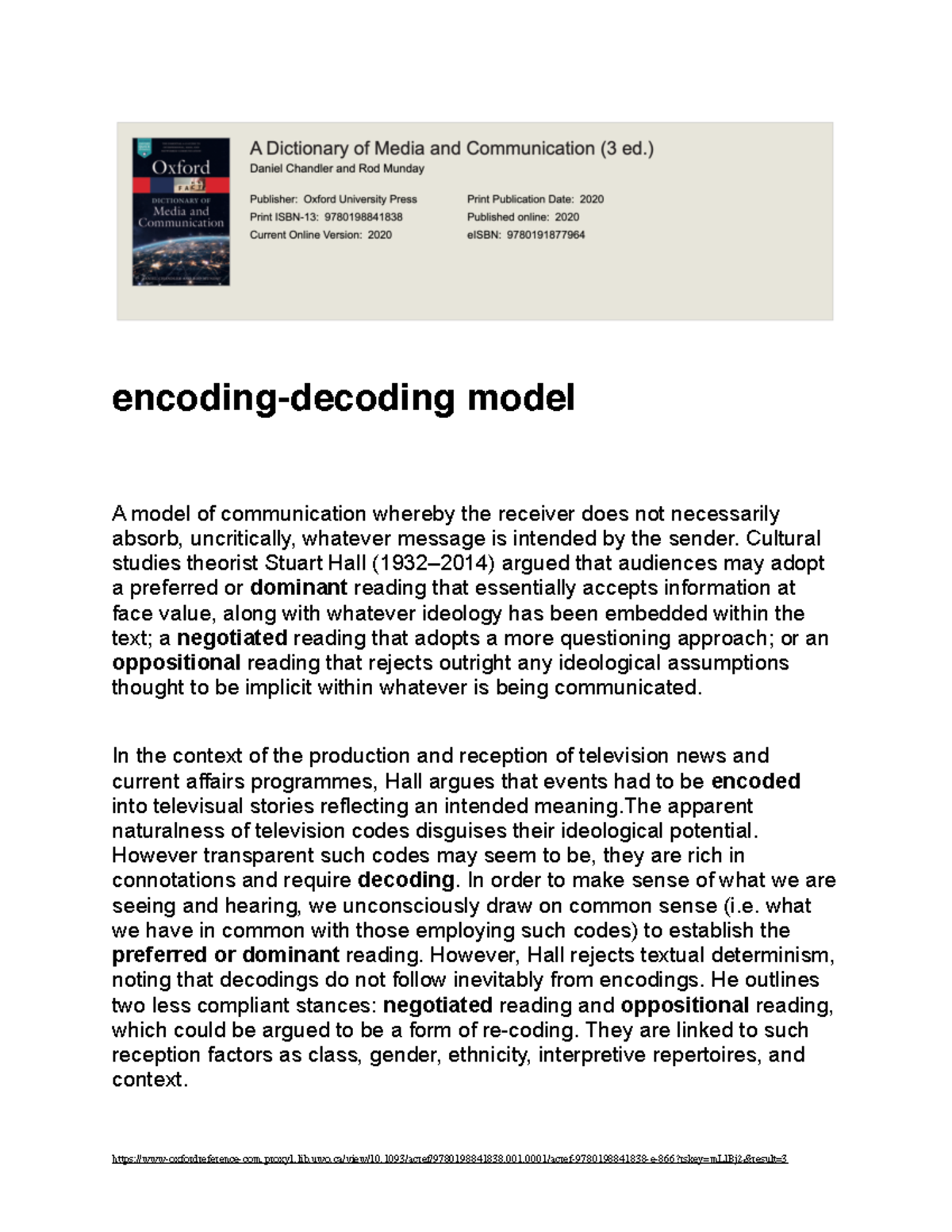Week 10 Readings - encoding-decoding model A model of communication ...