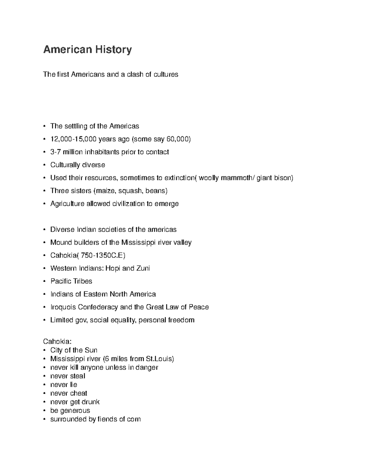 American History 2010 - Lecture notes All - American History The first ...