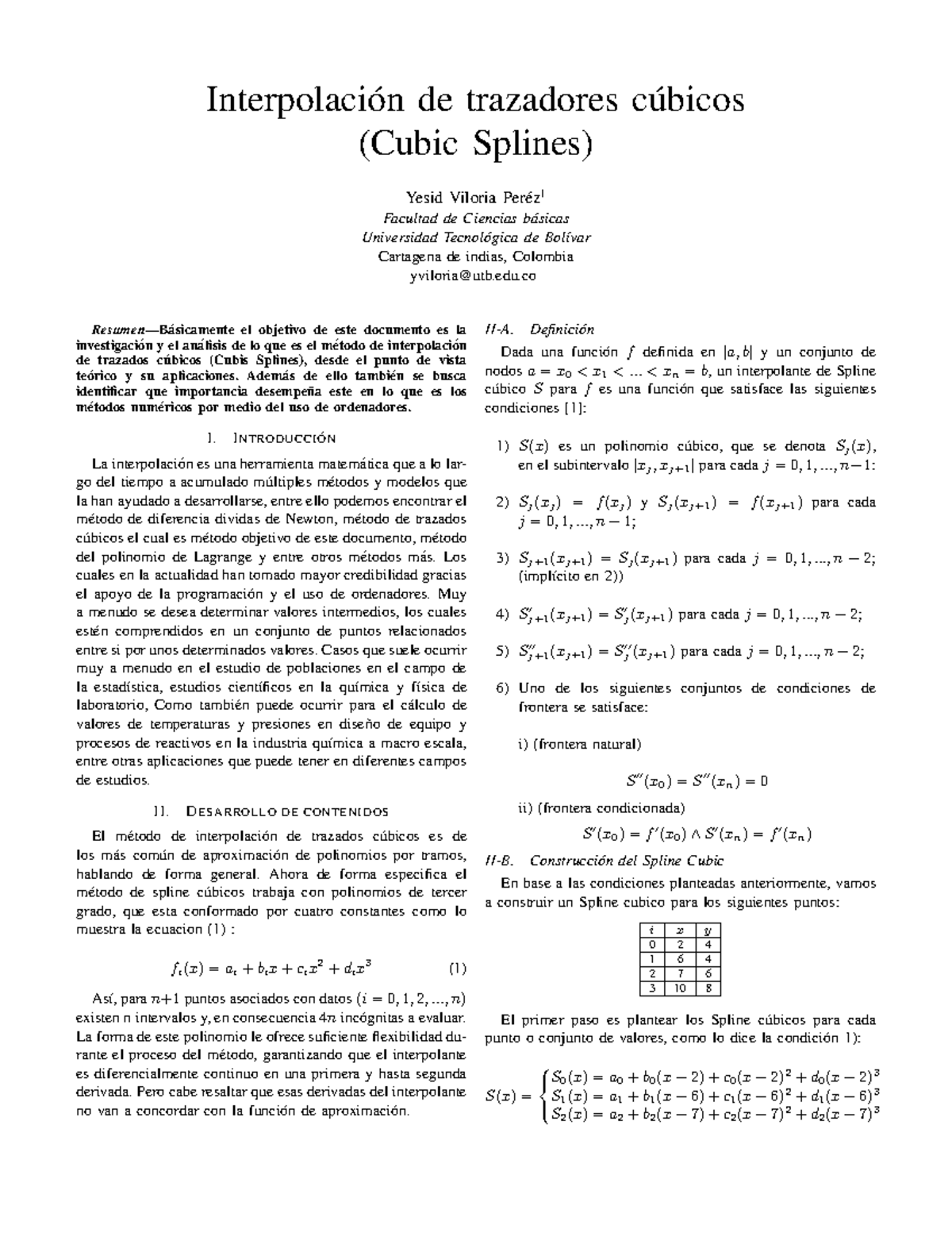 Spline cúbico - Interpolacion de trazadores c ́ ubicos ́ (Cubic Splines ...