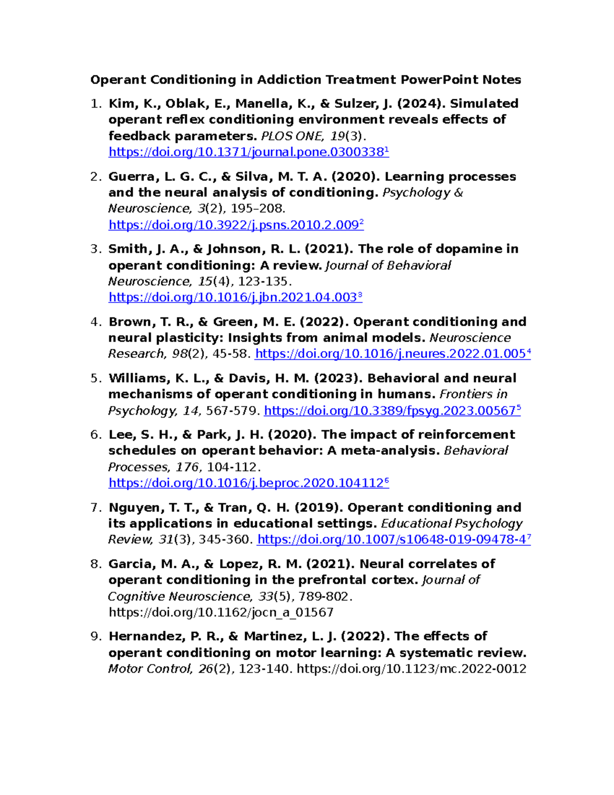 Powerpoint notes psyc 355 - Operant Conditioning in Addiction Treatment ...