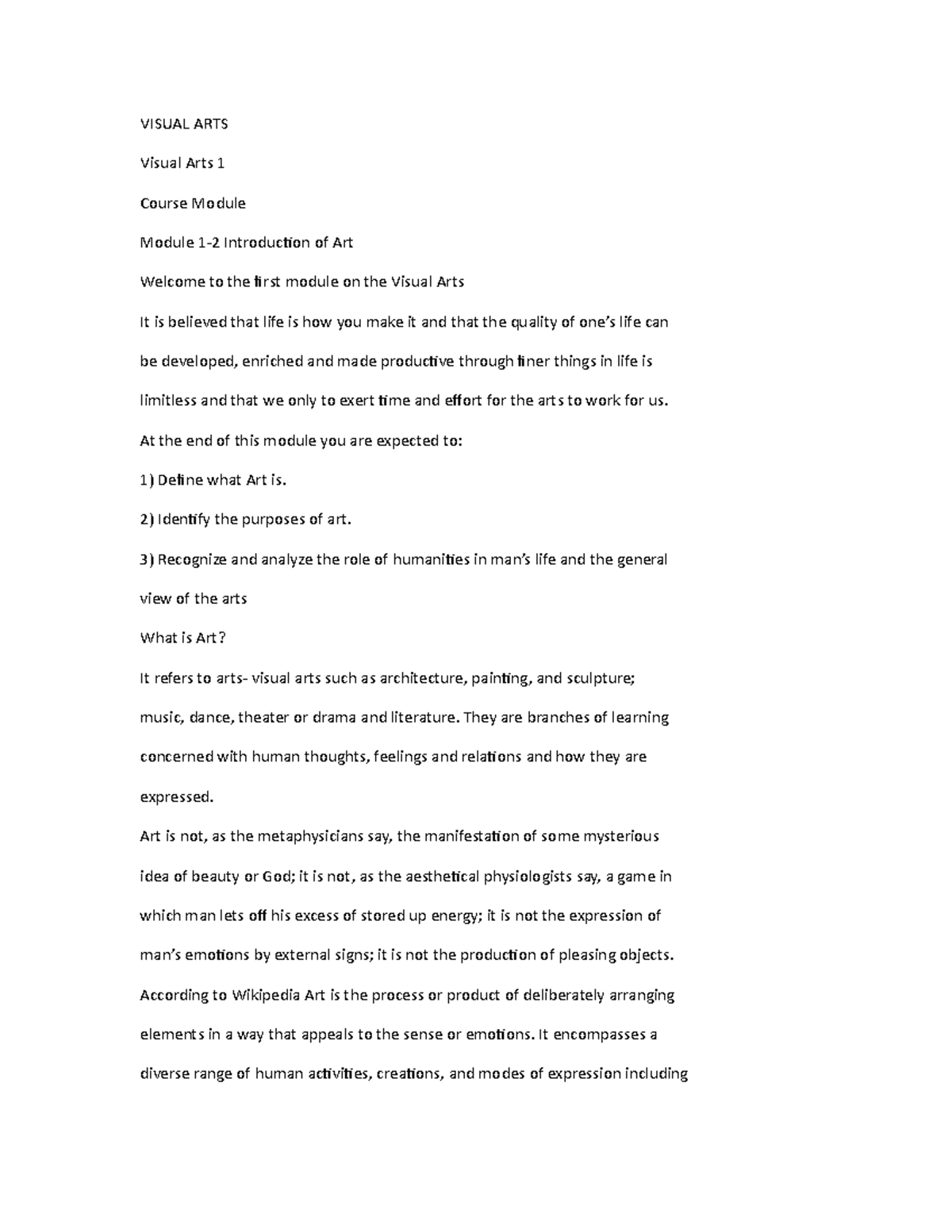 2nd Year- Readings in the Philippine History - VISUAL ARTS Visual Arts ...