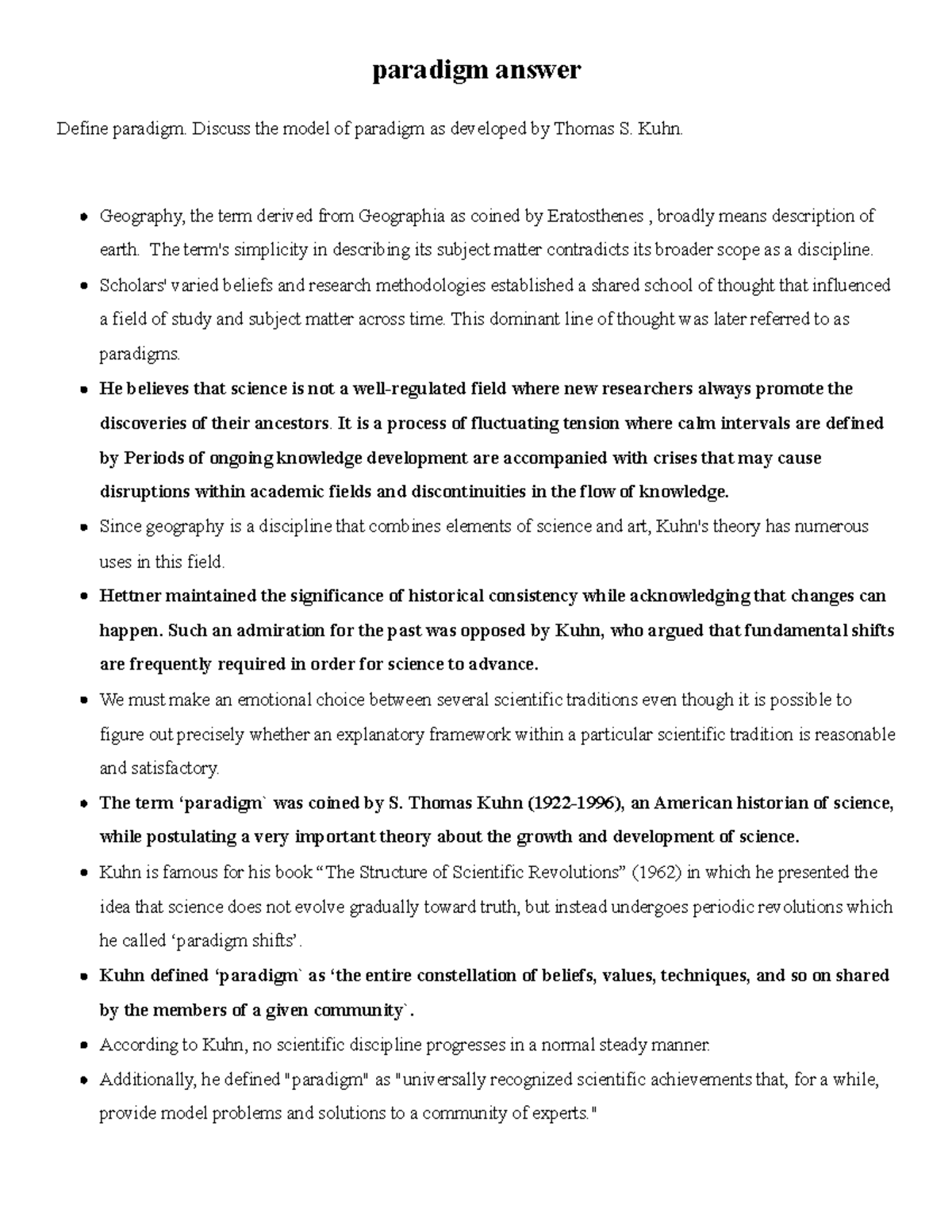 Paradigm answer for exam - paradigm answer Define paradigm. Discuss the ...