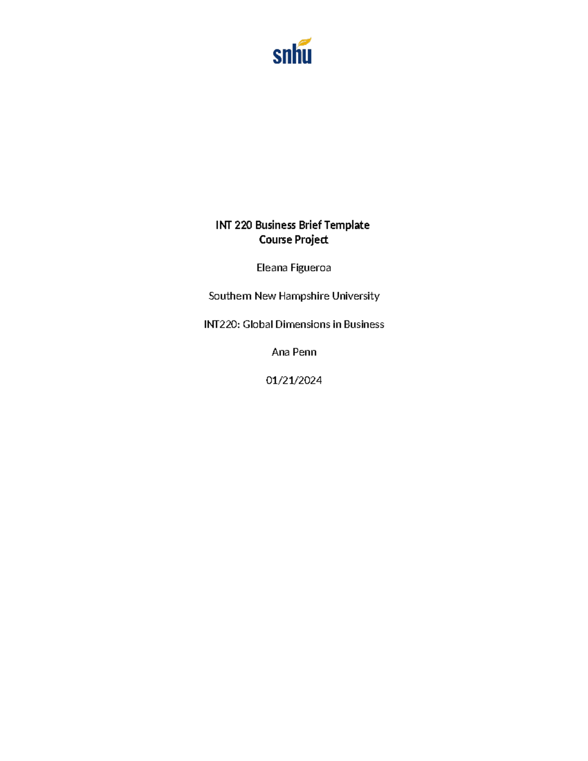 INT 220 Business Brief Template 2024 - INT 220 Business Brief Template ...
