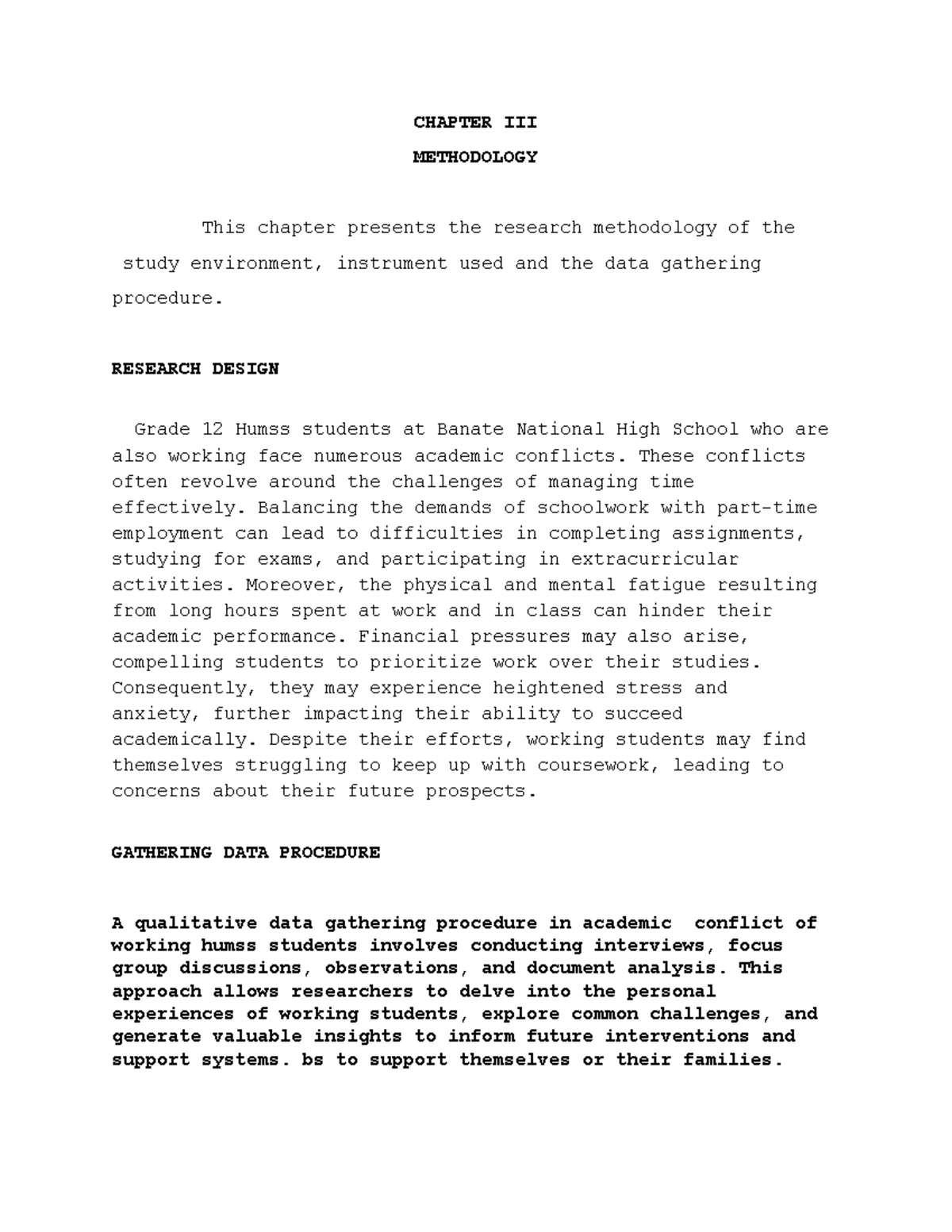 Chapter III - summary - CHAPTER III METHODOLOGY This chapter presents ...