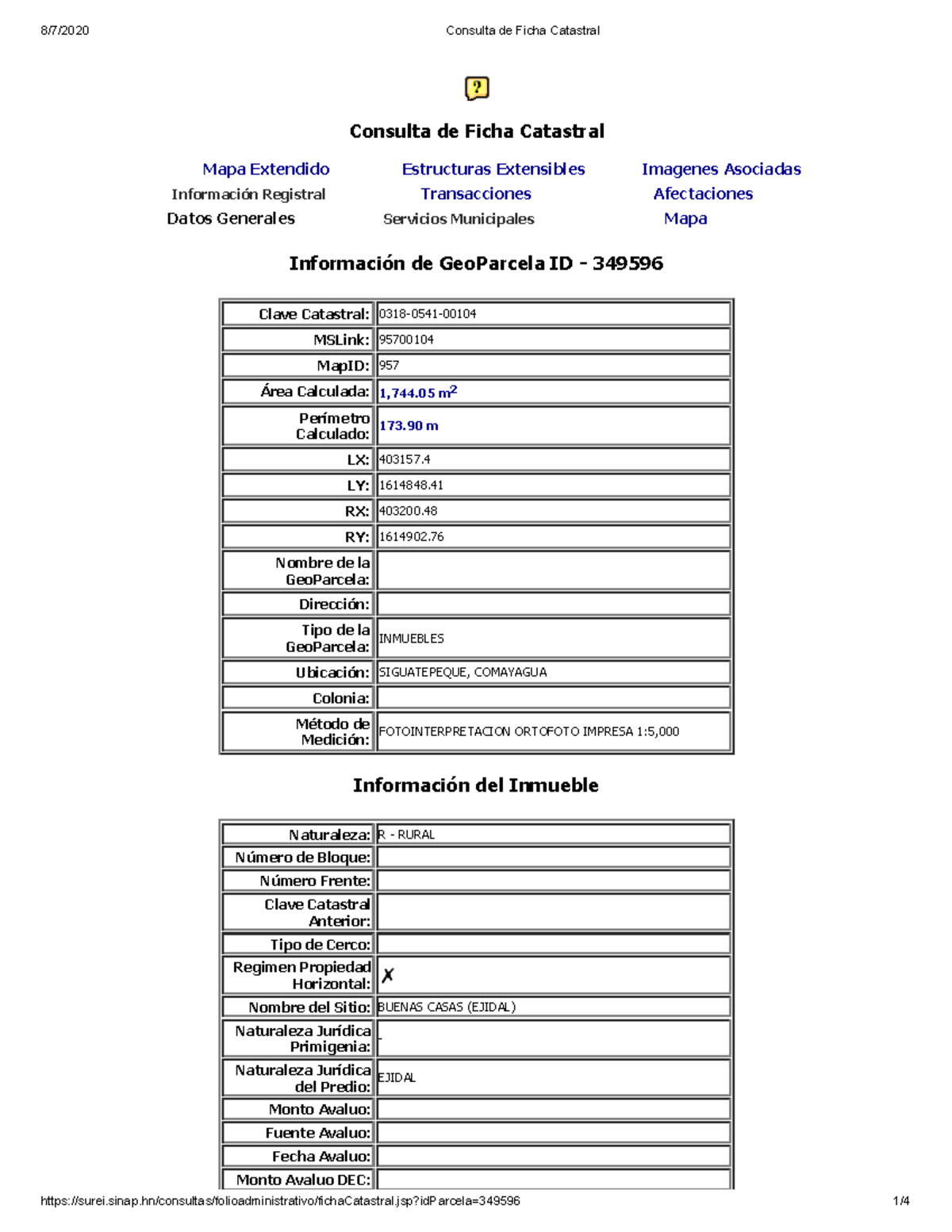 Consulta de Ficha Catastral - 8/7/2020 Consulta de Ficha Catastral ...