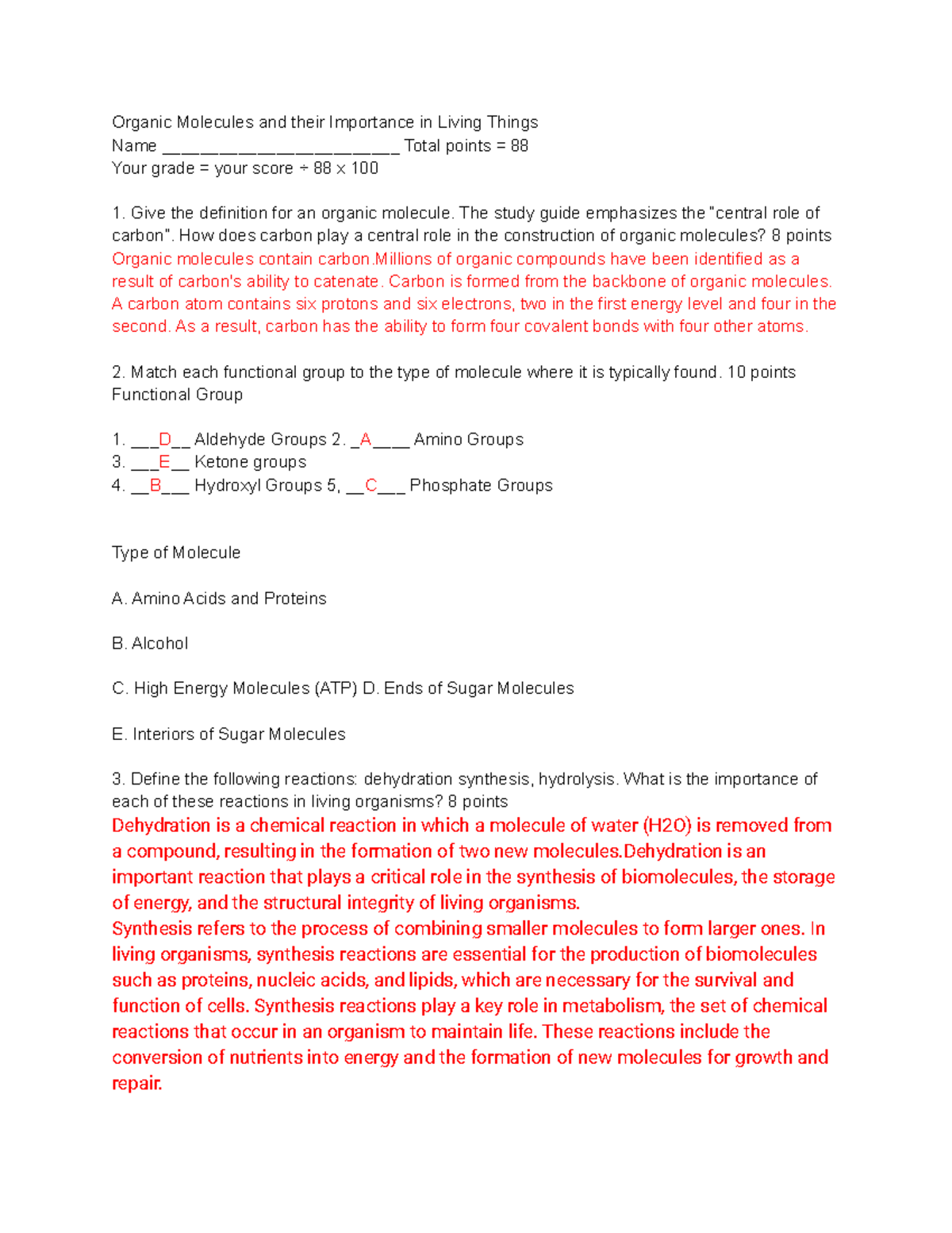 Organic Molecules and their Importance in Living Things - The study ...