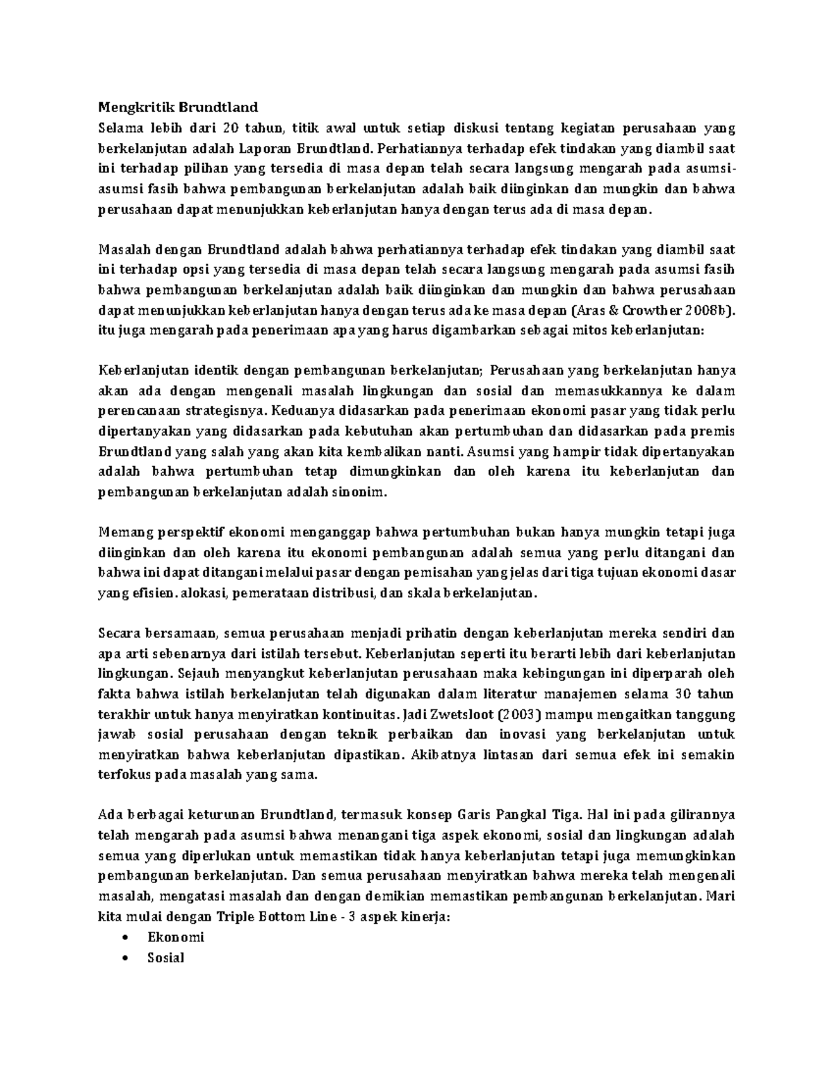 Mengkritik Brundtland - Mengkritik Brundtland Selama lebih dari 20 ...