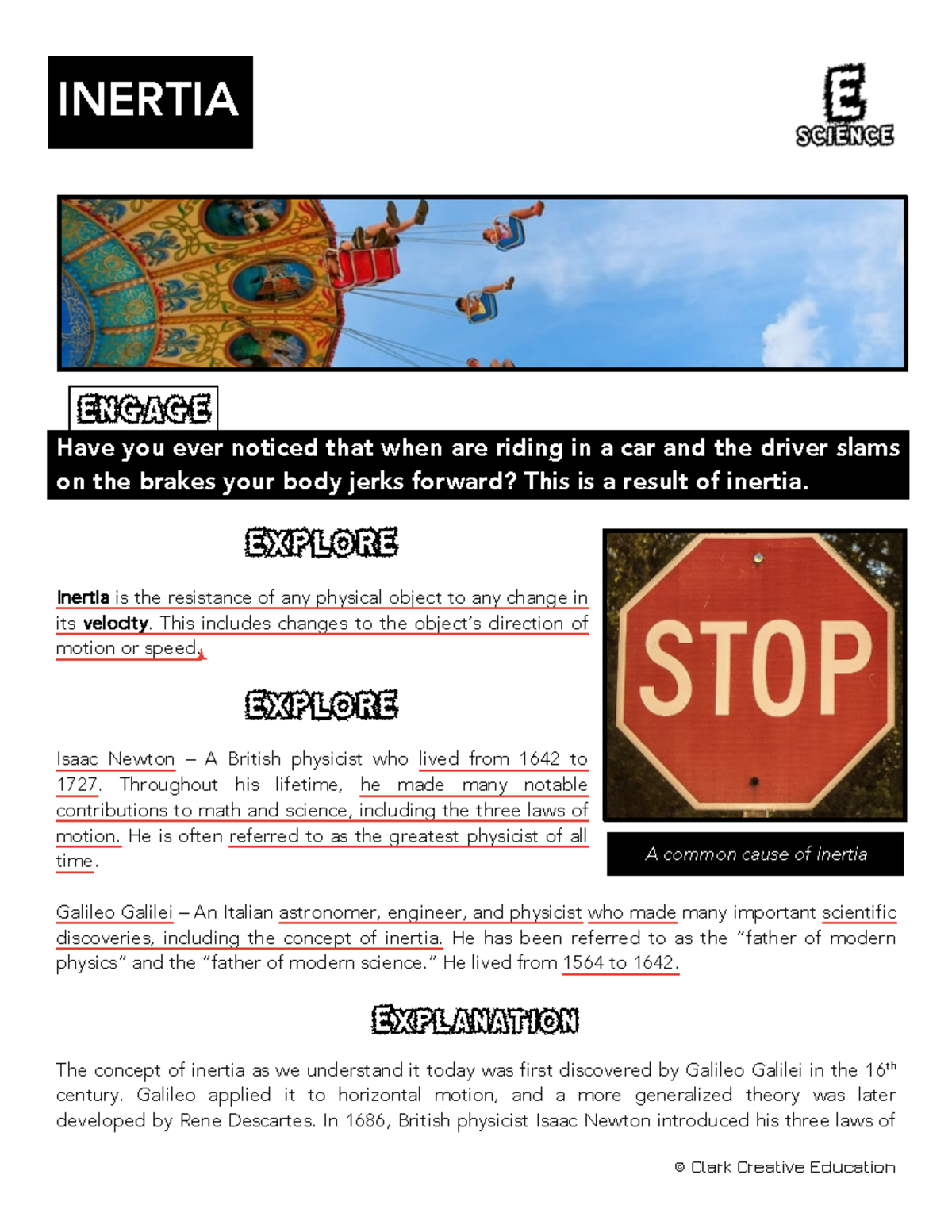 Inertia and Newtons first law - INERTIA ENGAGE Have you ever noticed ...