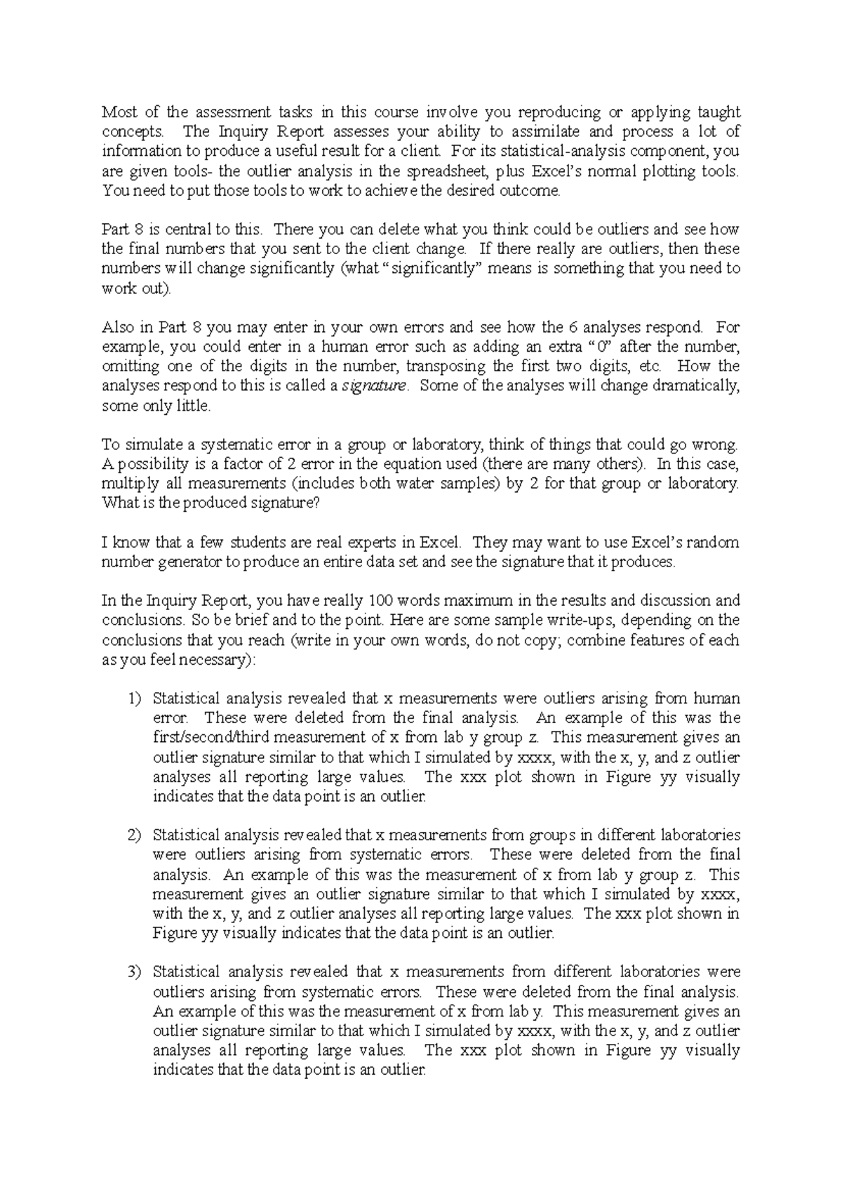 Practical 6 - statitics writeup hints - Most of the assessment tasks in ...