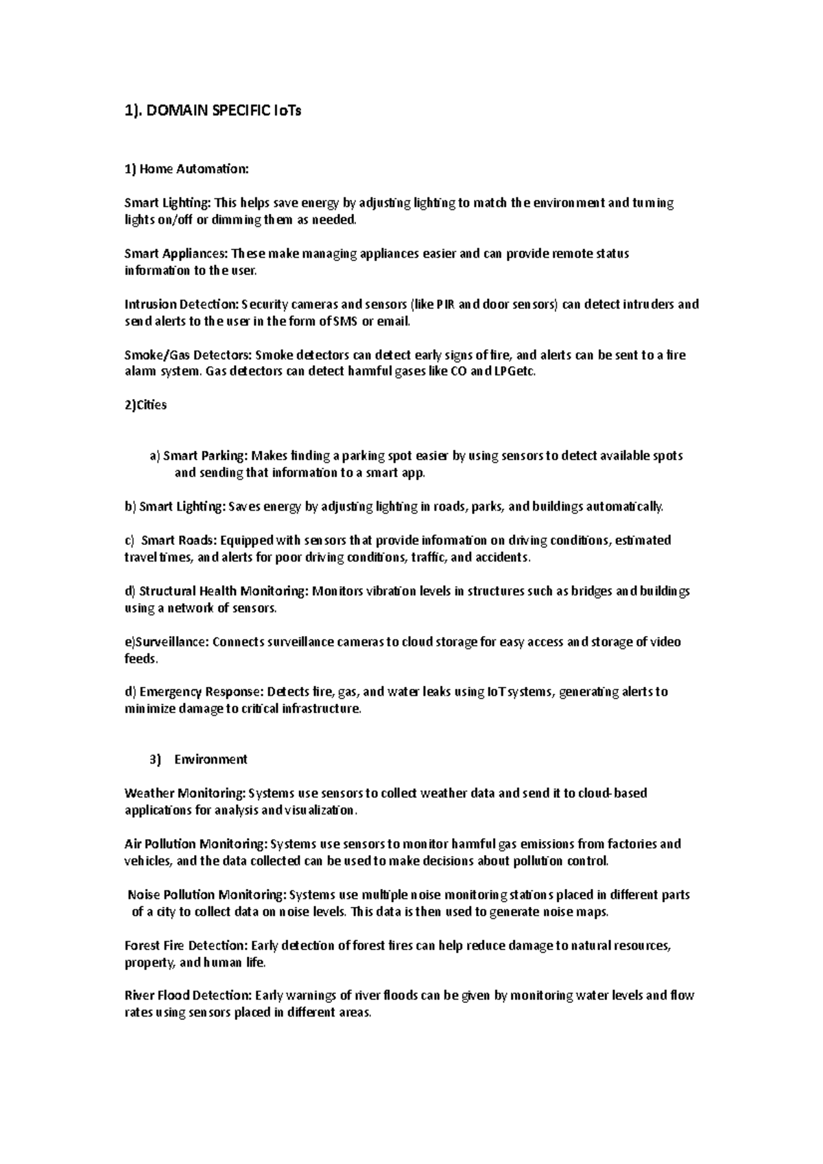 Module 1 iot - Mtech CSE - 1). DOMAIN SPECIFIC IoTs Home Automation ...