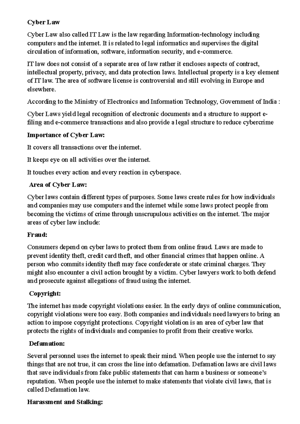 Cyber Law - Cyber Law Cyber Law also called IT Law is the law regarding ...