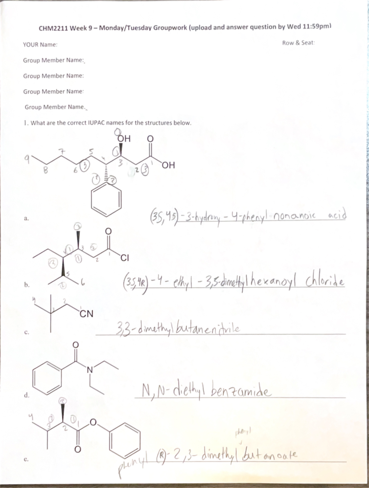 Ch. 20 Part 1 Groupwork - CHM2211 Week 9 Groupwork (upload and answer ...